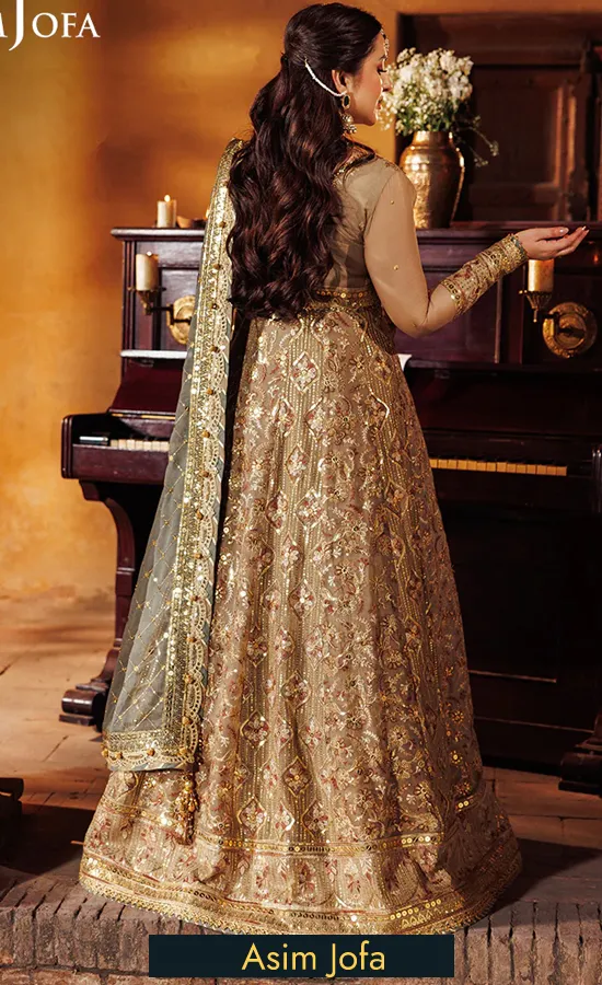 Golden Colour Anarkali Dress - Buy Now Online in UK
